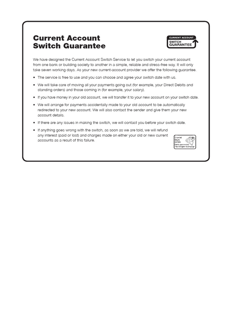 Current Account Switch Guarantee | PDF