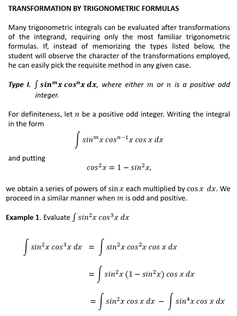 2d. TRANSFORMATION BY TRIGONOMETRIC FORMULAS | PDF | Trigonometric ...