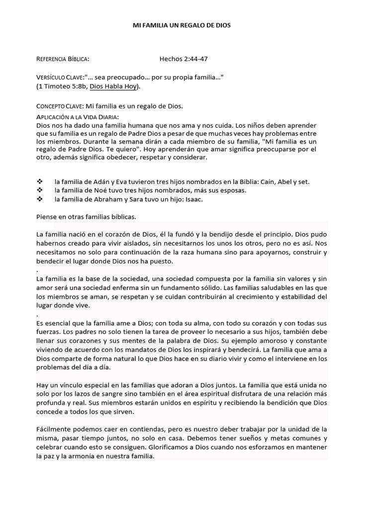Mi Familia Un Regalo De Dios Pdf Dios Creencia Religiosa Y Doctrina