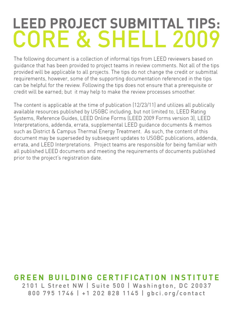 LEED Tips Core&Shell | PDF | Water Heating | Lighting