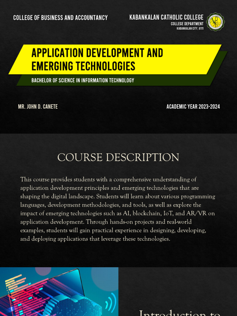 Application Development and Emerging Technologies | PDF | Application ...