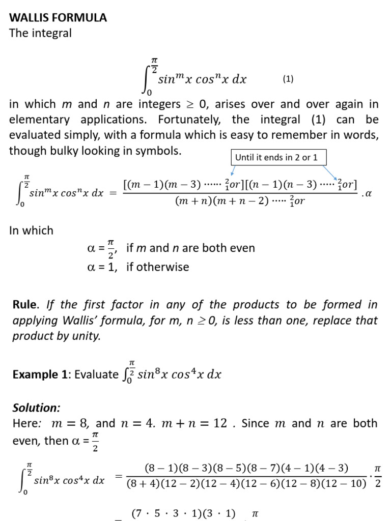 3a. WALLIS FORMULA | PDF | Mathematics | Mathematical Analysis
