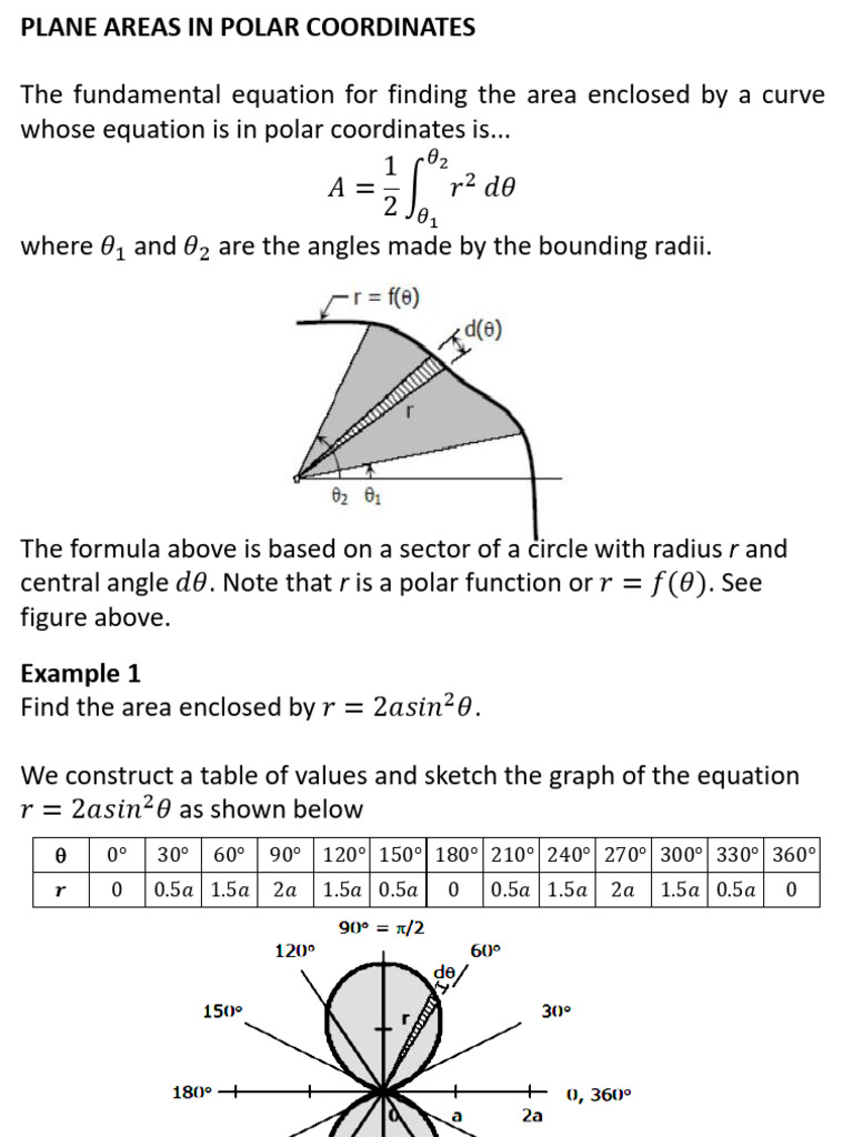 5, Plane Areas in Polar Coordinates | PDF | Area | Coordinate System