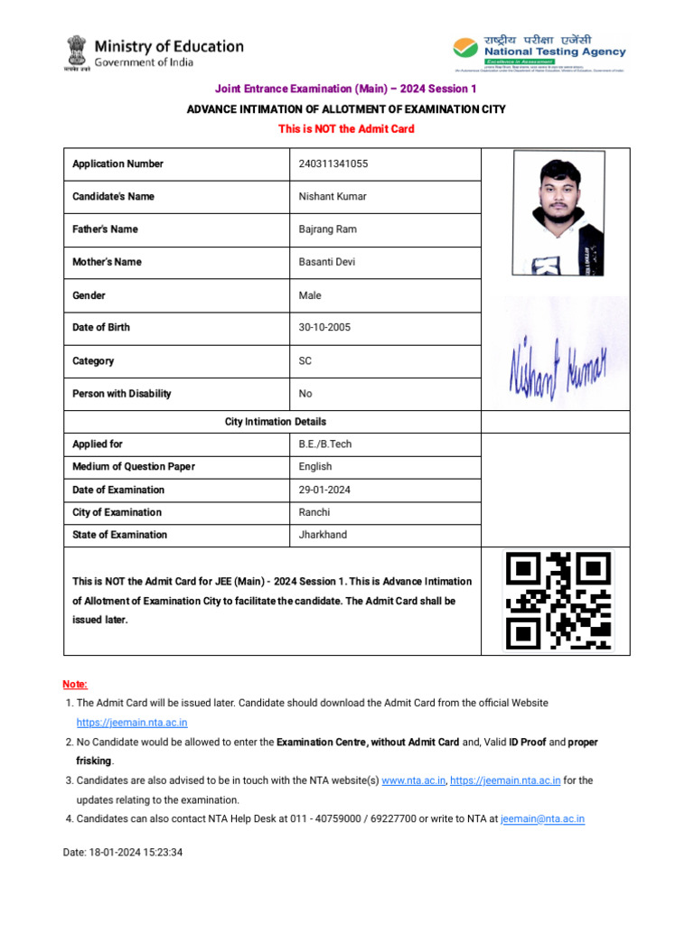 Joint Entrance Examination (Main) - India | PDF