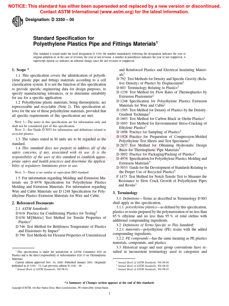 Astm D3350 00 | Download Free PDF | Polyethylene | Plastic