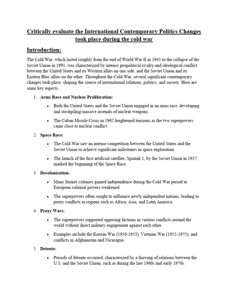 Cold War Assignment | PDF | Cold War | Soviet Union