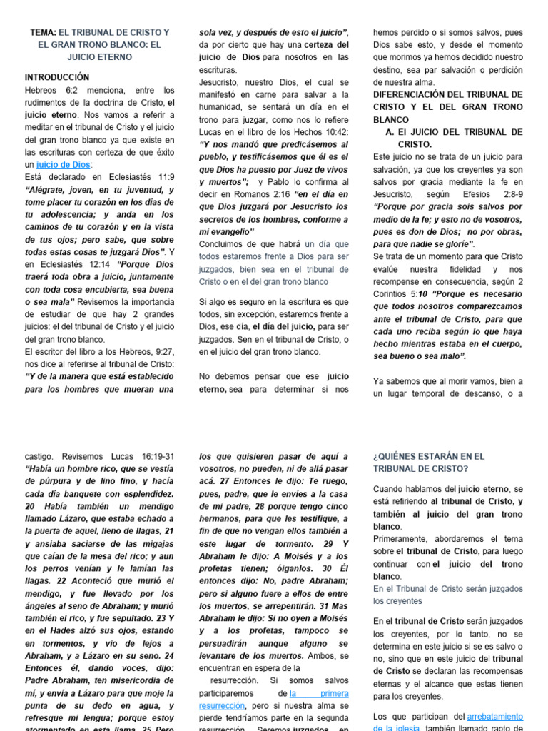 El Tribunal de Cristo y El Juicio Del Trono Blanco | Descargar gratis PDF | Cristo (título) | Jesús