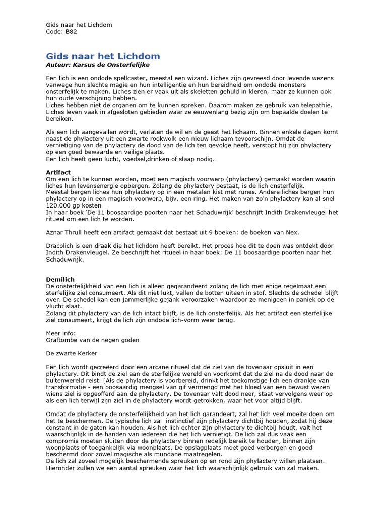 Gids Naar Het Lichdom - DM | PDF