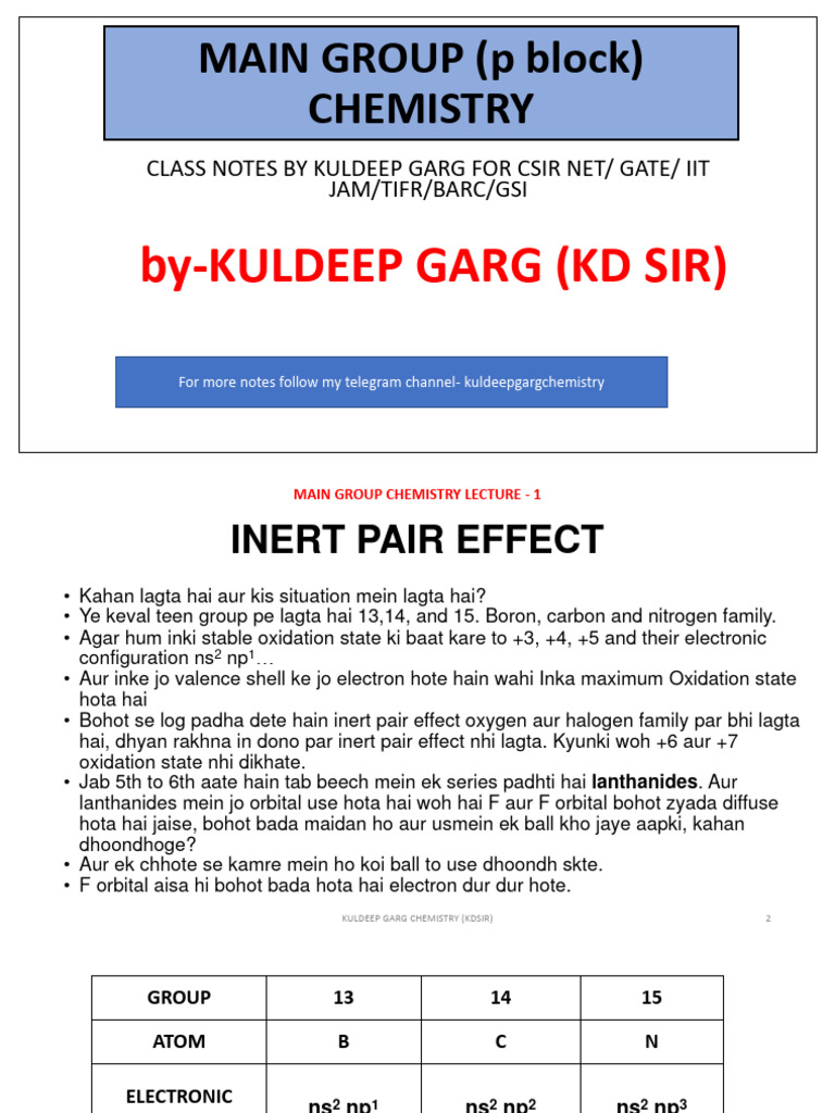 Main Group Chemistry | PDF | Acid | Chemistry