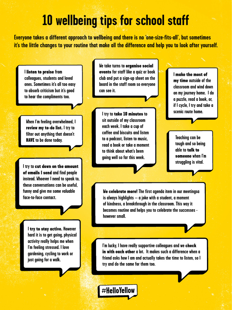 Wellbeing Tips for School Staff | PDF | Self-Improvement | Wellness