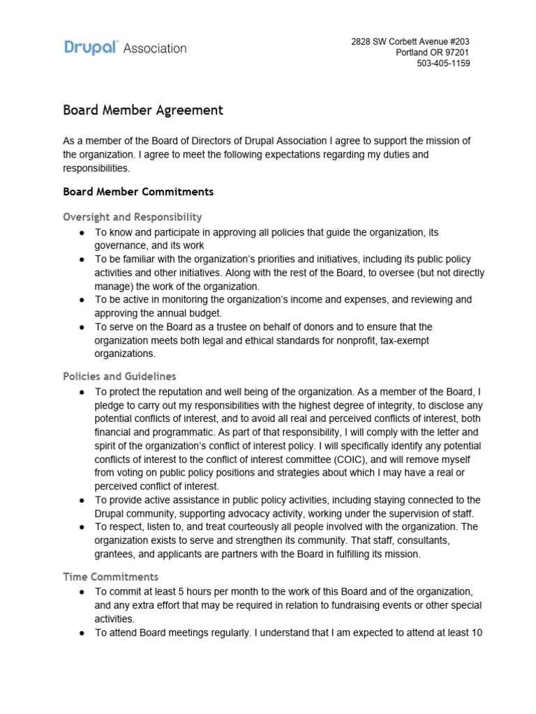 Board Agreement Template | PDF