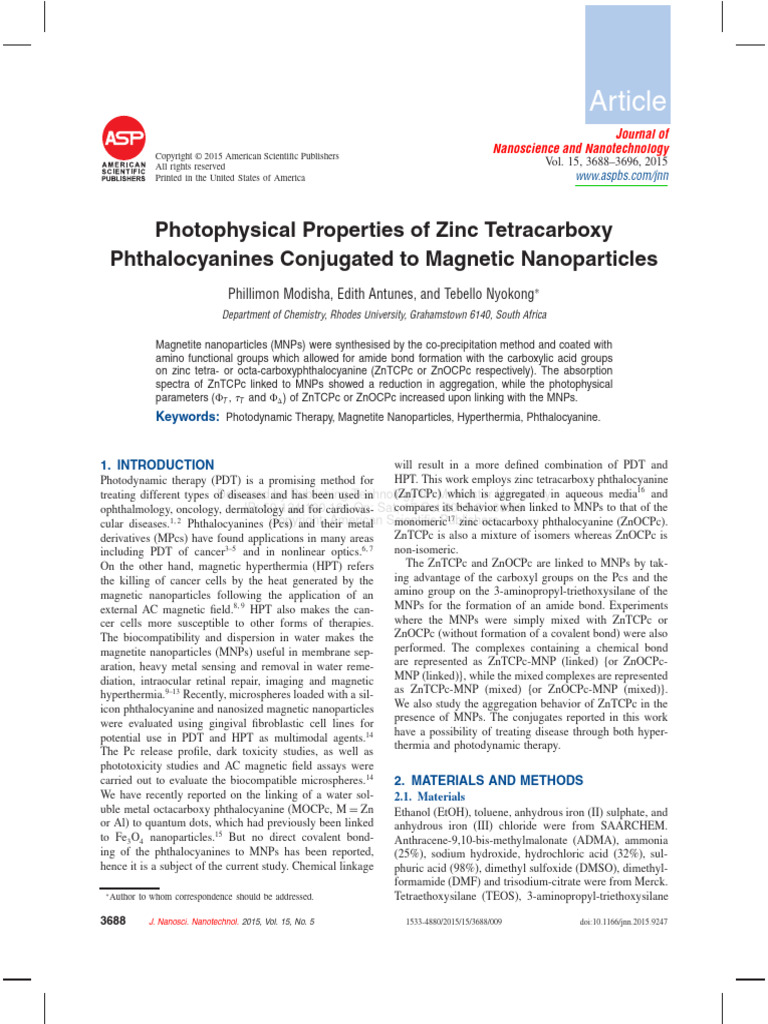 Modisha 2015 | PDF | Fluorescence | Emission Spectrum