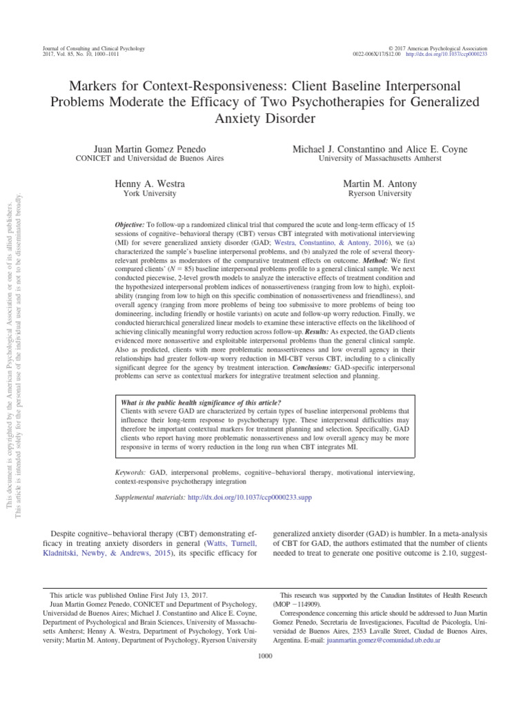 Gomez Penedo Et Al. 2017 | PDF | Cognitive Behavioral Therapy ...