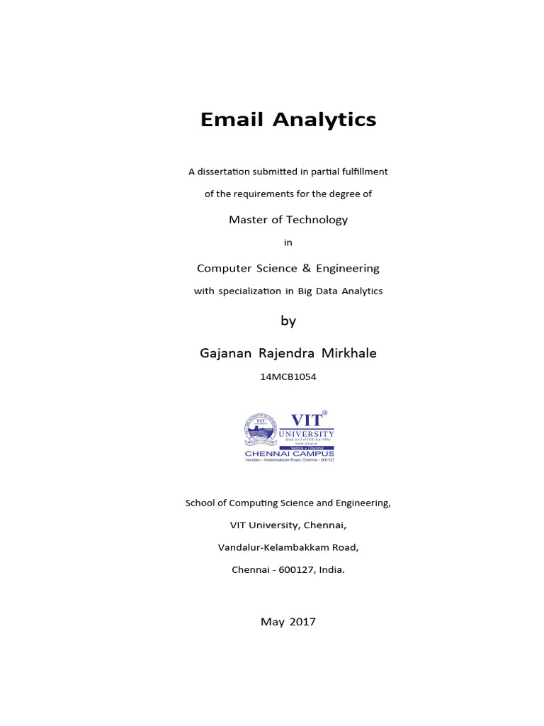 Vit Chennai Master Thesis For Big Data Analytics | PDF