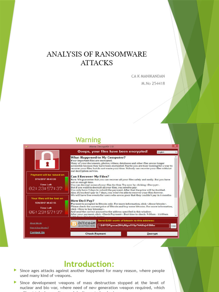Presentation On Analysis of Ransomware Attacks | PDF