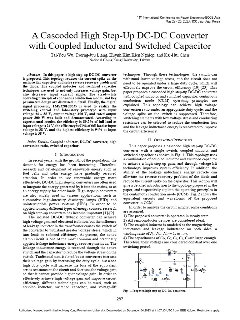 A Cascoded High Step-Up DC-DC Converter With Coupled Inductor and ...