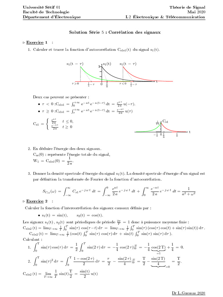 L2-Theorie de signal-TD5-Solution | PDF
