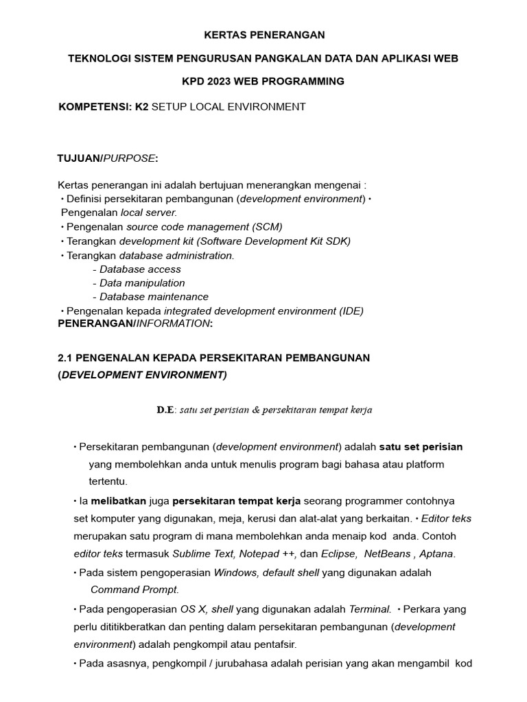 K2 Setup Local Environment | PDF