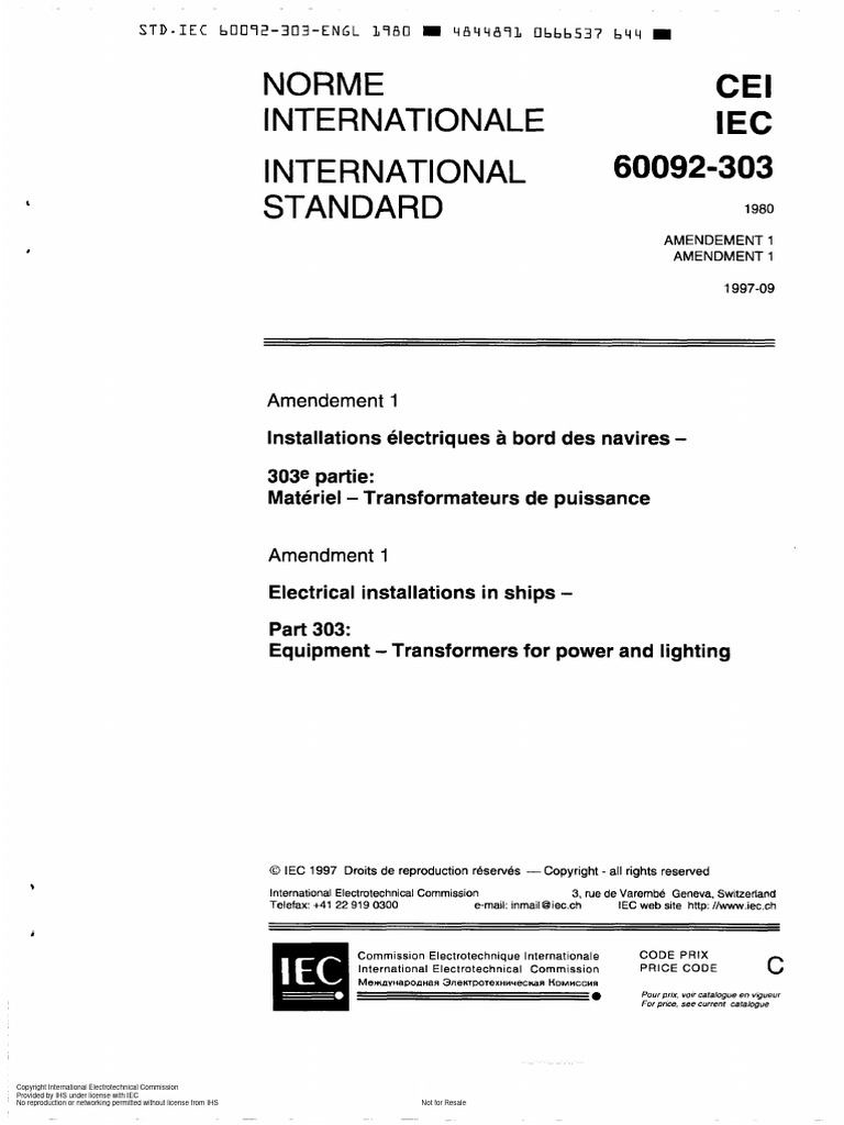 IEC 60092-303-1980electrical Installations in Ships Part 303 | PDF ...