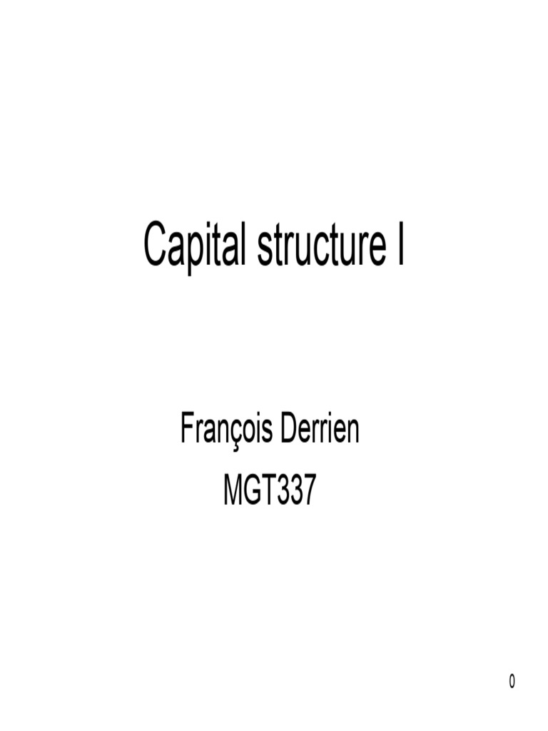 Capital Structure I | PDF | Capital Structure | Equity (Finance)