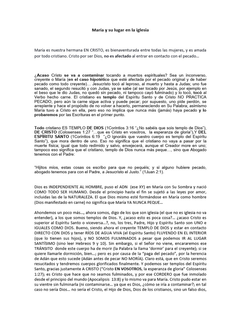 Maria y Su Lugar en La Iglesia Actualiza | Descargar gratis PDF | María ...