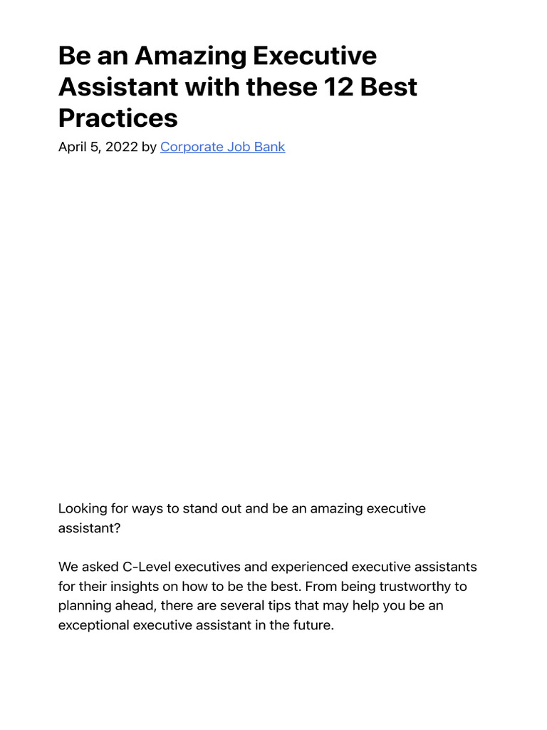 12 Best Practices for Executive Assistants | PDF | Communication