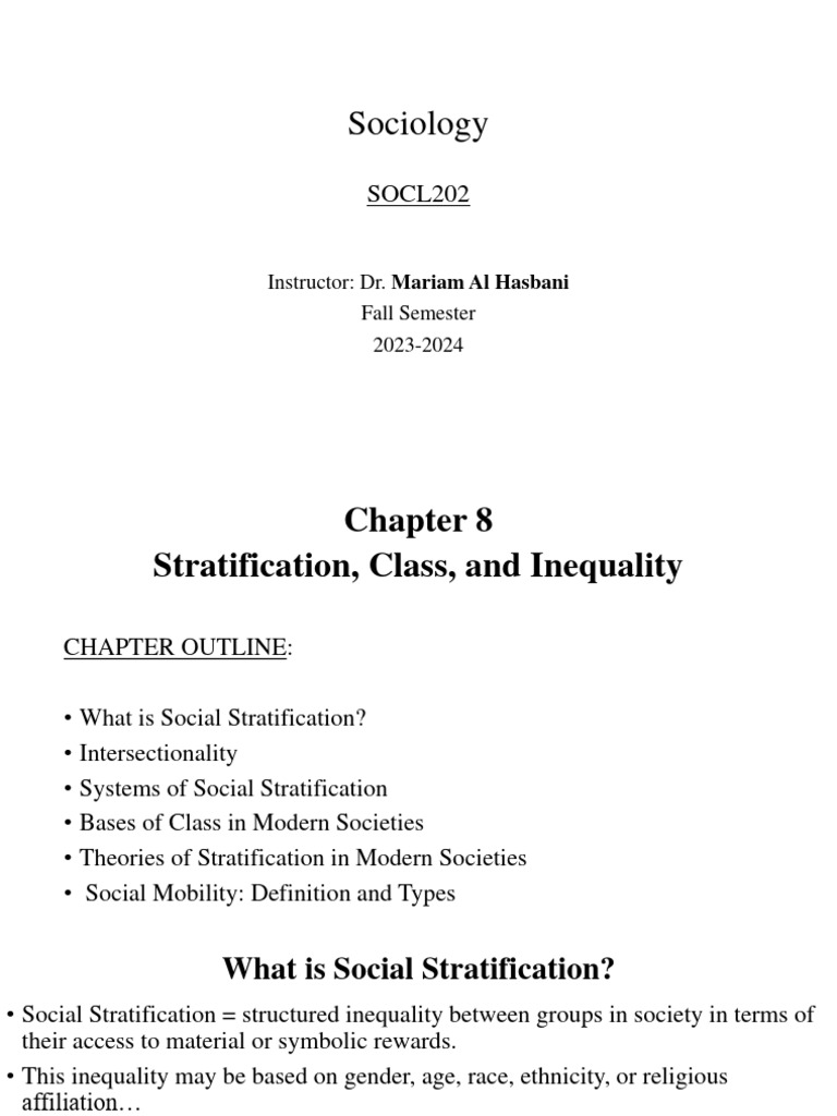 Chapter 8-Stratification-Class and Inequality | PDF | Social ...