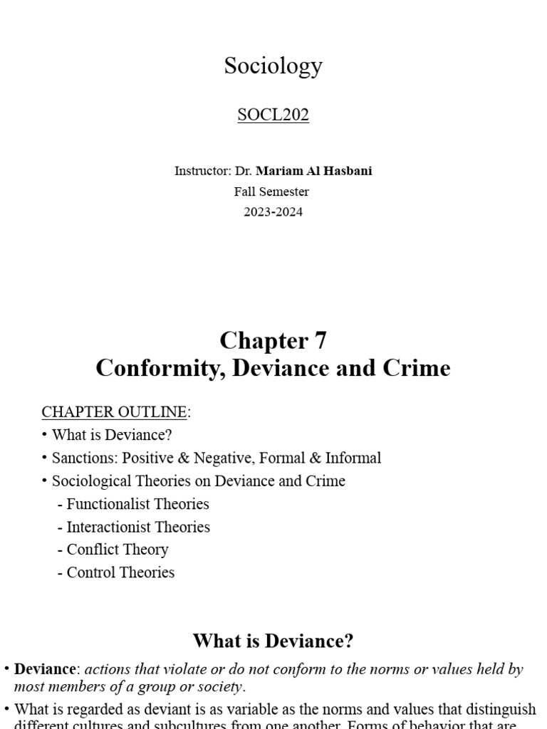 Chapter 7-Conformity-Deviance Crime | PDF | Deviance (Sociology ...