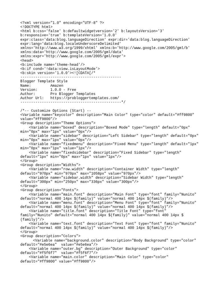 Amazen Free XML - XML | PDF | Html Element | Arial