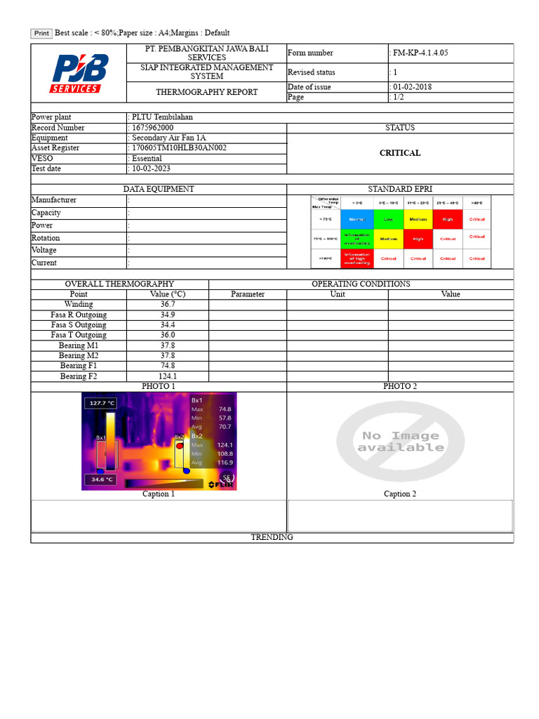 Thermography Report for PLTU Tembilahan | PDF