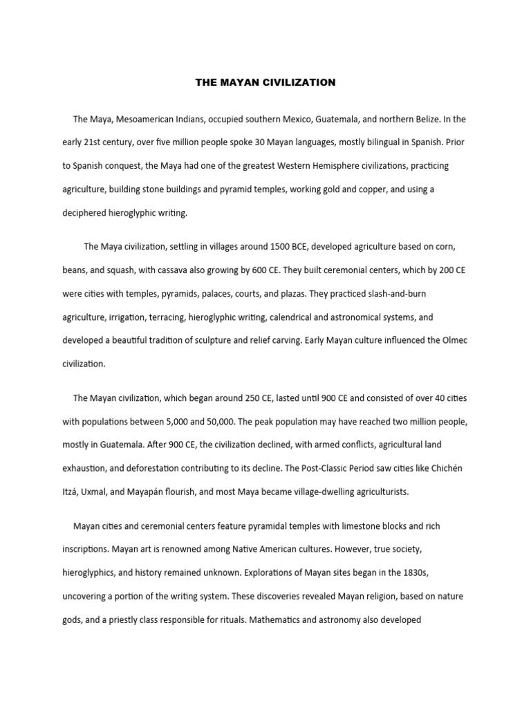 The Mayan Civilization | PDF | Maya Civilization | Indigenous Peoples ...
