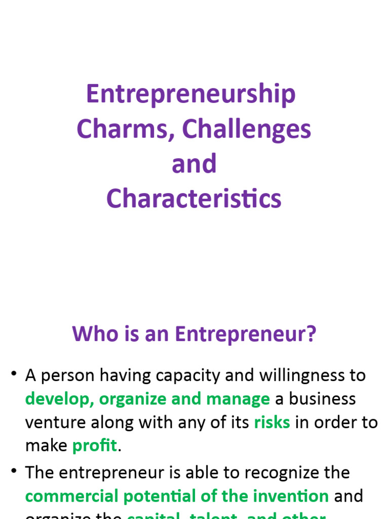 Charms and Challenges | PDF | Entrepreneurship | Business Economics