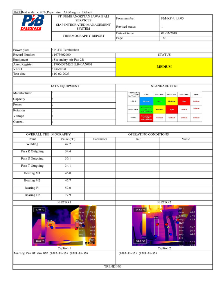 Thermography Report of Secondary Air Fan 2B Rev2 | PDF
