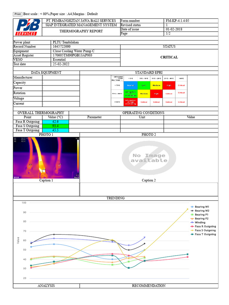 Thermography Report of Close Cooling Water Pump C | PDF
