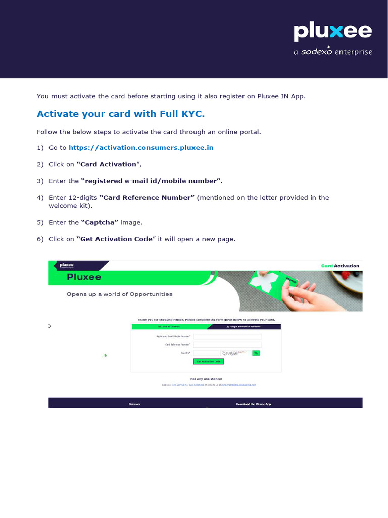 Pluxee Card Activation and KYC Guide | PDF | Software | Computing