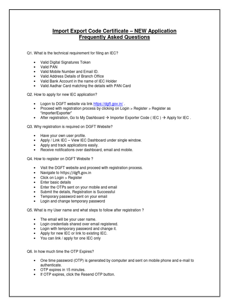 IEC Application Guide for Traders | PDF