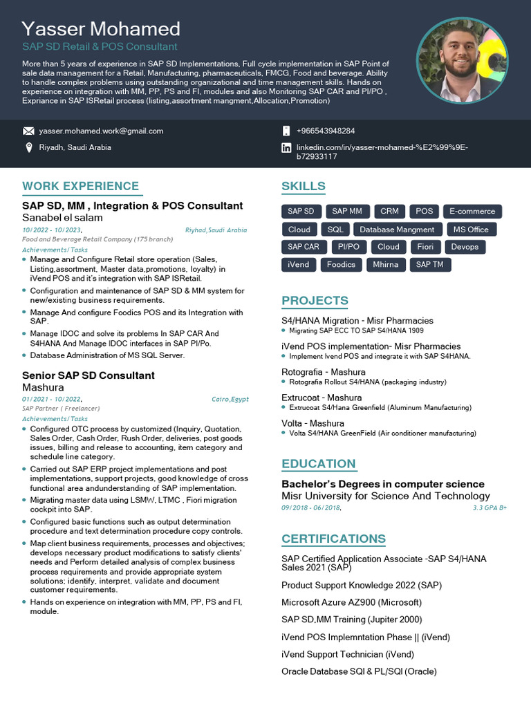 Yasser's Resume | PDF | Point Of Sale | Technical Support