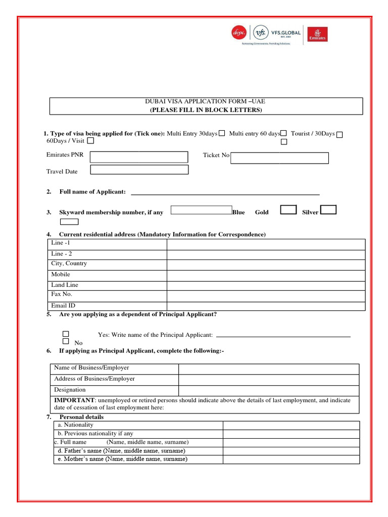 visa-application-form-document-new-UAE | PDF | Travel Visa | Passport