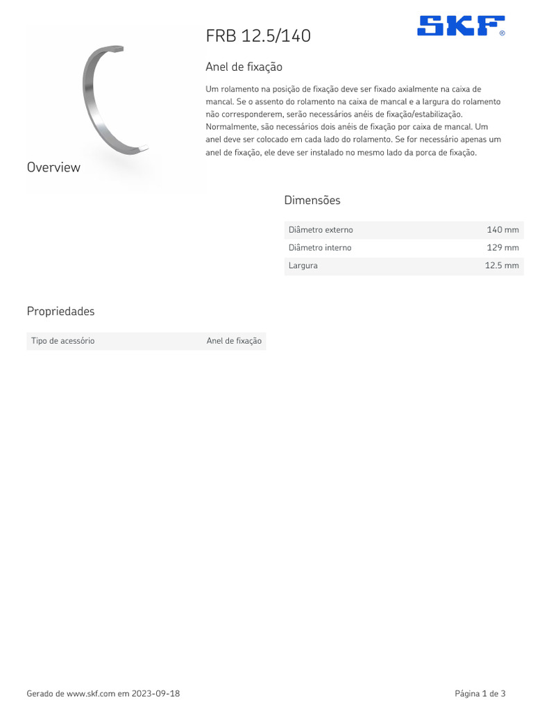 SKF FRB 12.5 - 140 Specification | PDF