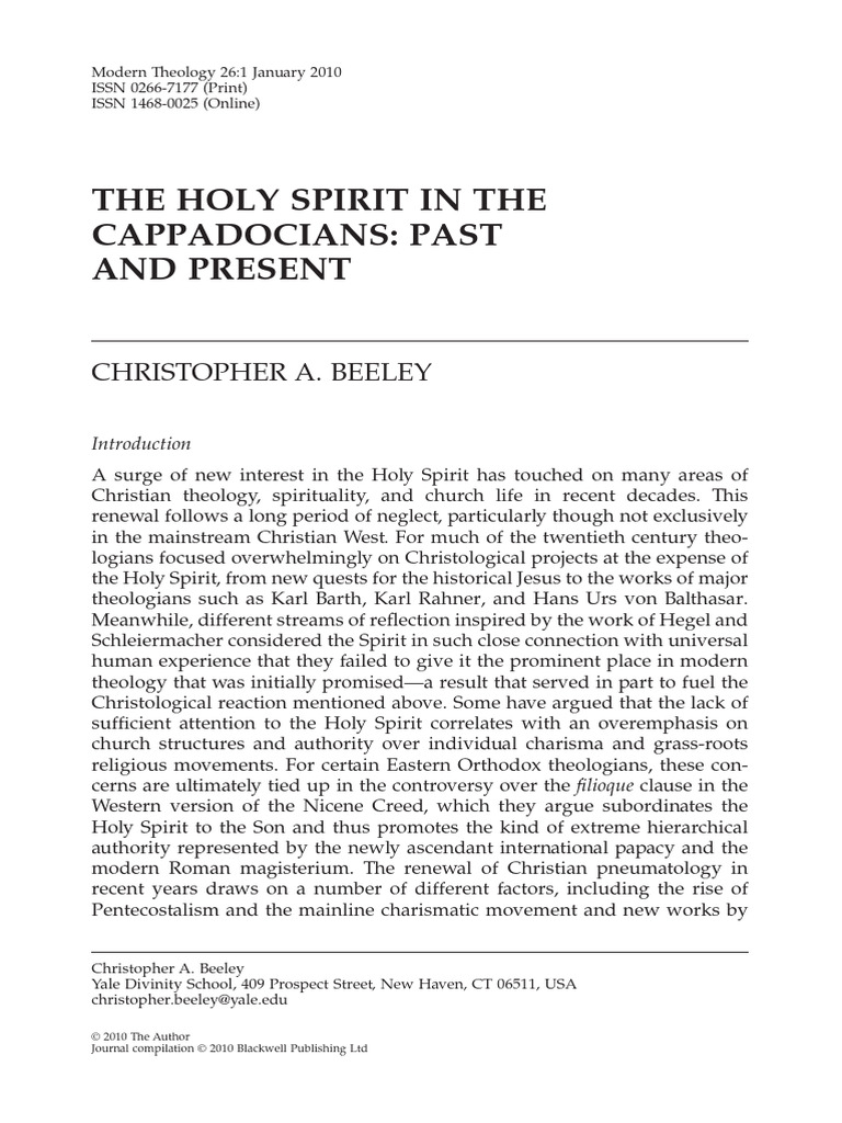 The Holy Spirit in The Cappadocians Past | PDF | Trinity | God The Father