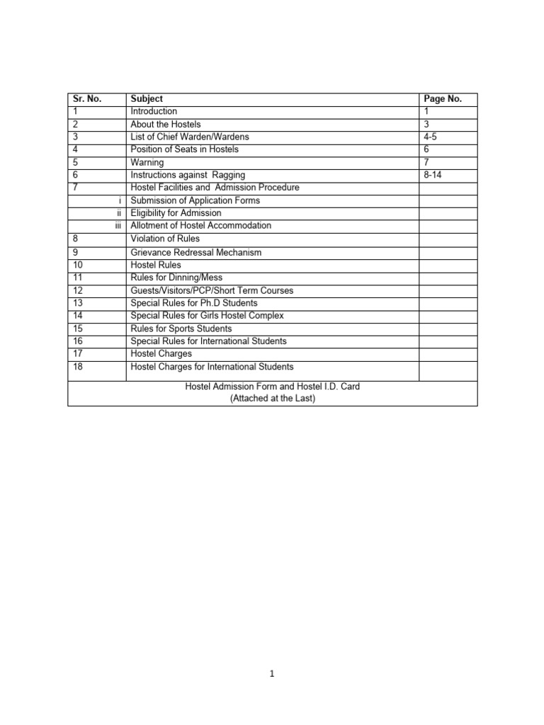 Hostel Rules and Regulations Booklet | PDF