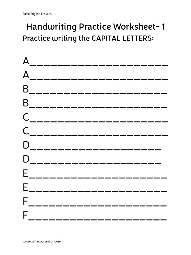 Handwriting Practice Worksheet - 1 Capital Letters | PDF | Career ...