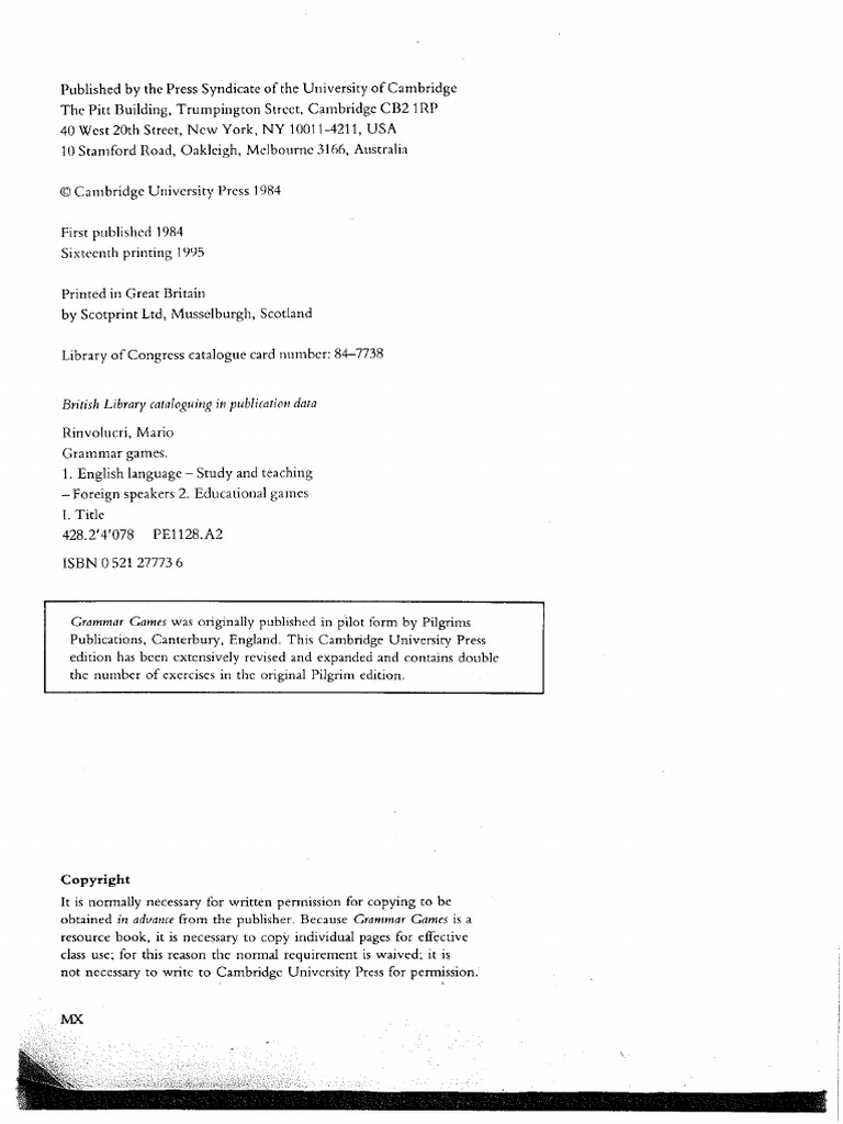 Grammar Games - Rinvolucri | PDF