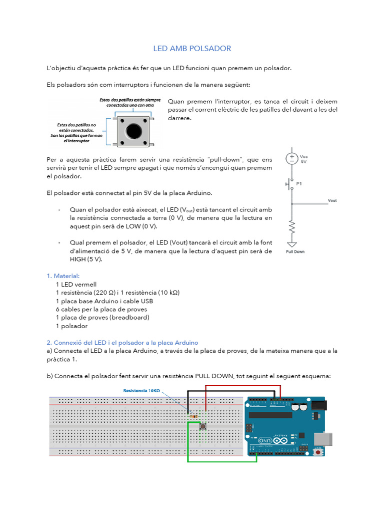 Pràctica Arduino: LED Amb Polsador | PDF