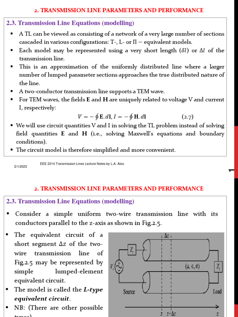 Chapter2 L4&5 TL Performance | PDF | Transmission Line | Electrical Impedance