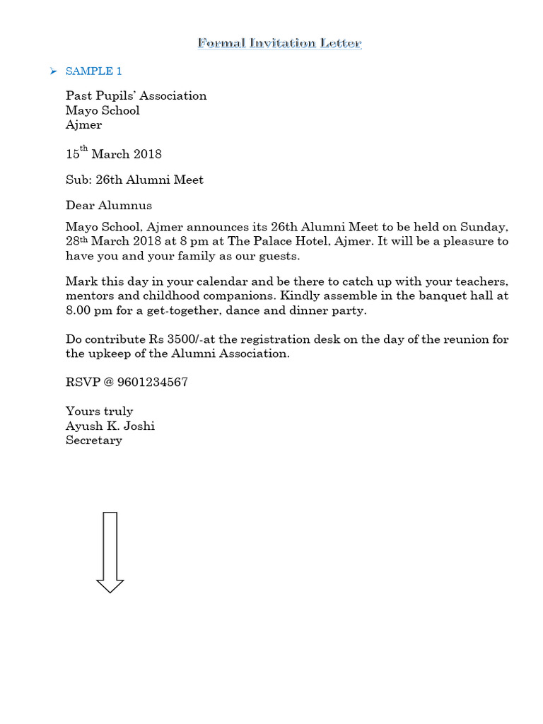 English Formal Invitation Letter | PDF | Home & Garden | Cooking, Food ...