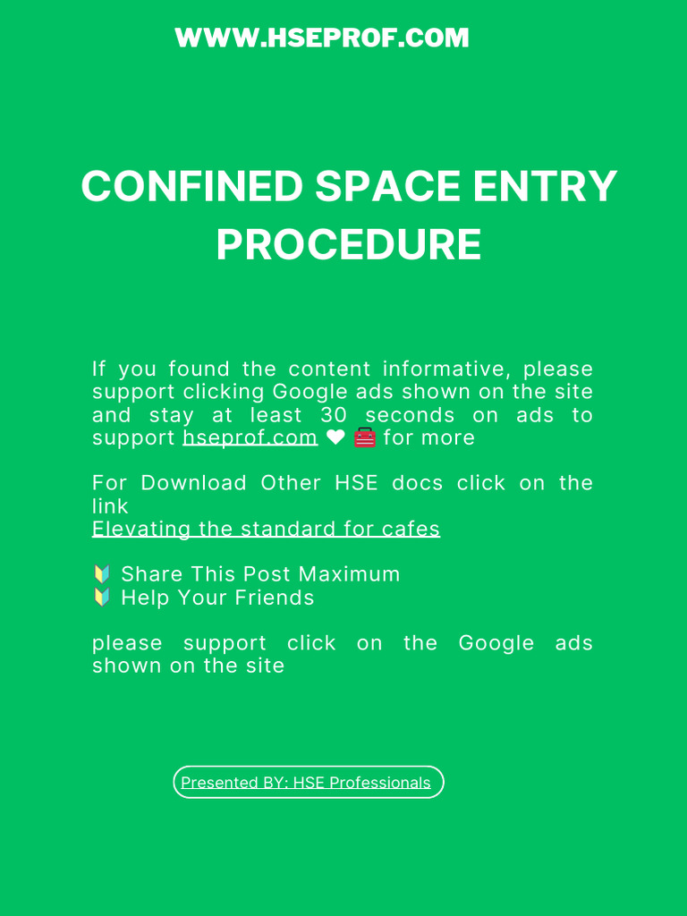 Confined Space Entry Procedures and PPE | PDF | Personal Protective ...
