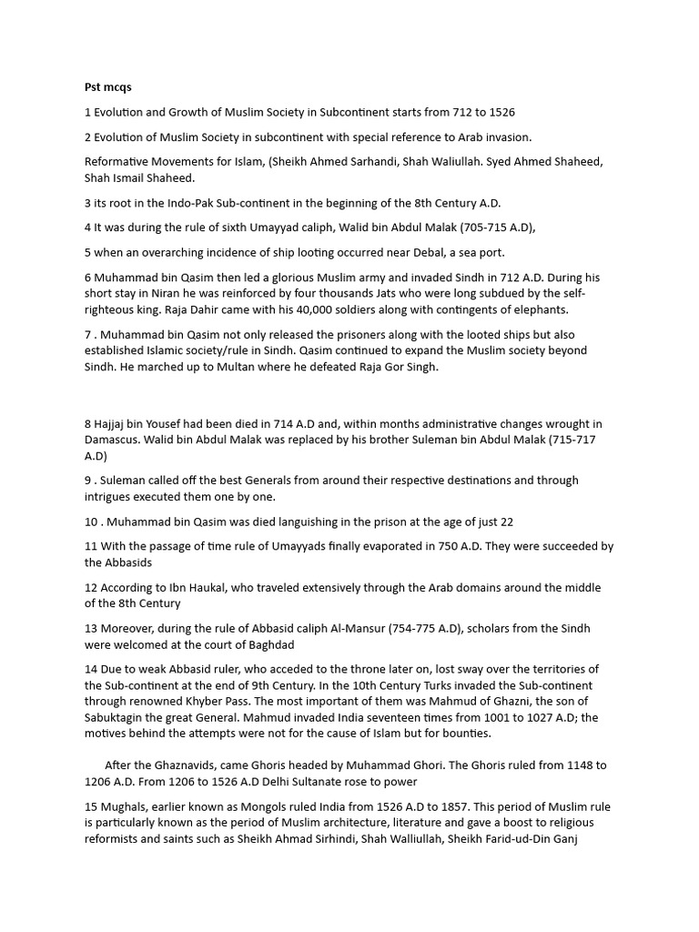 PST Mcqs | PDF | Two Nation Theory | Abrahamic Religions