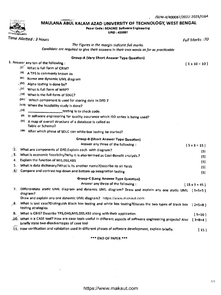 Bca 4 Sem Software Engineering Bcac402 2023 | PDF