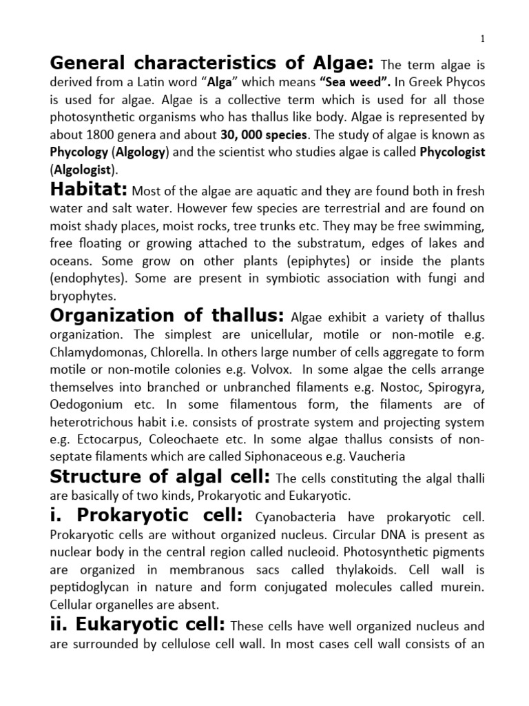 General Characteristics Of Algae Pdf Algae Sexual Reproduction